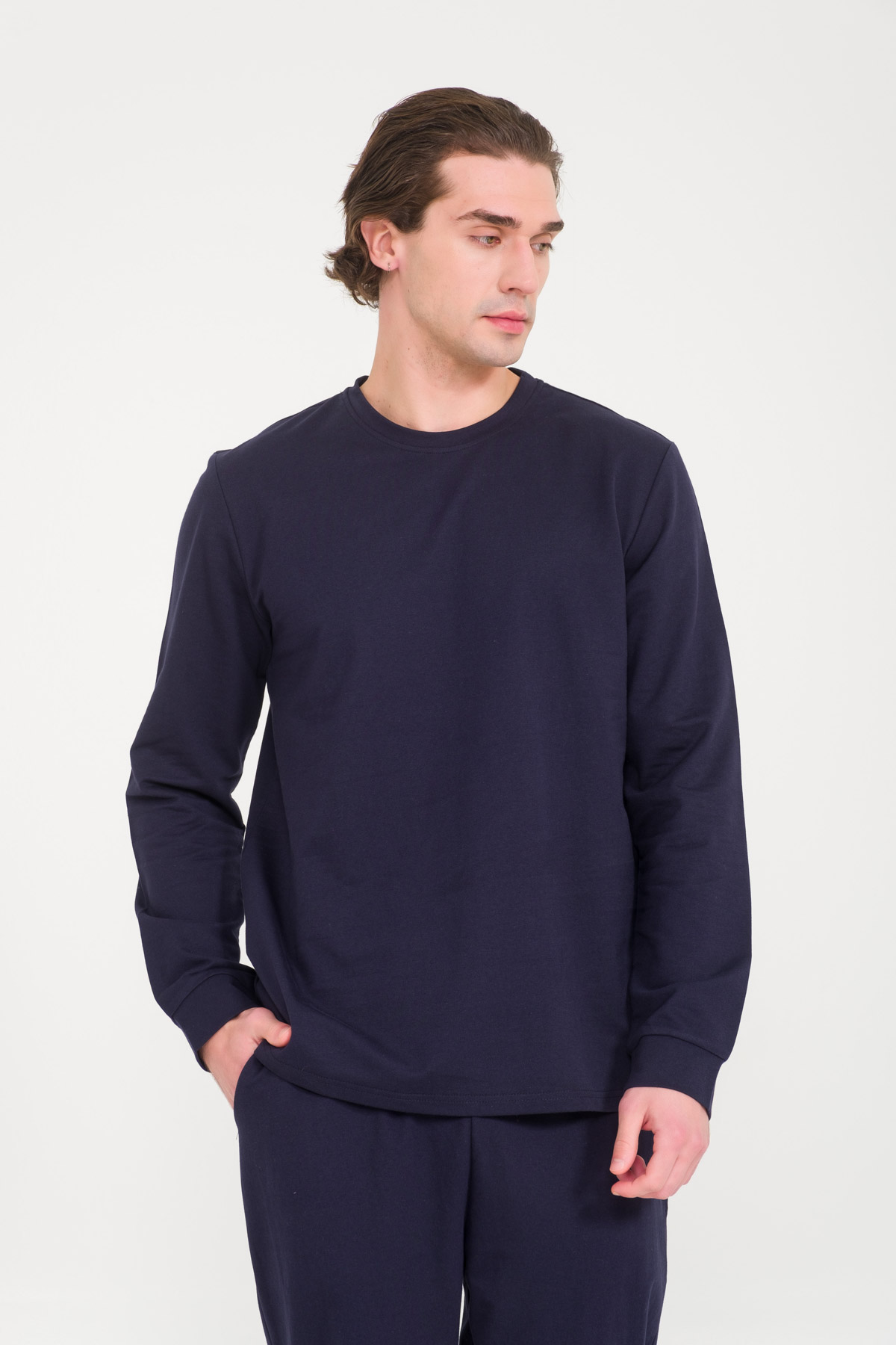 Erkek Pamuk Uzun Kollu Manşetli Üst - 45439 Lacivert | Rahat ve Şık ...
